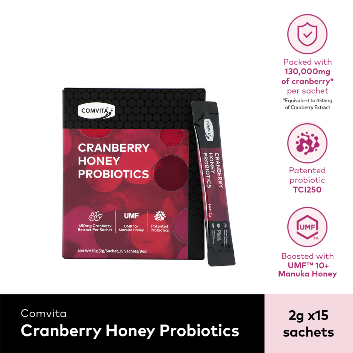 Cranberry Probiotics Manuka Honey Solid Drink (15s x 2g) – HoneyWorld
